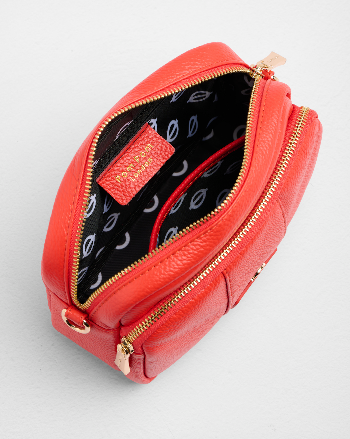 Pom Pom London Original - Leather Crossbody Bag In Central Line Red