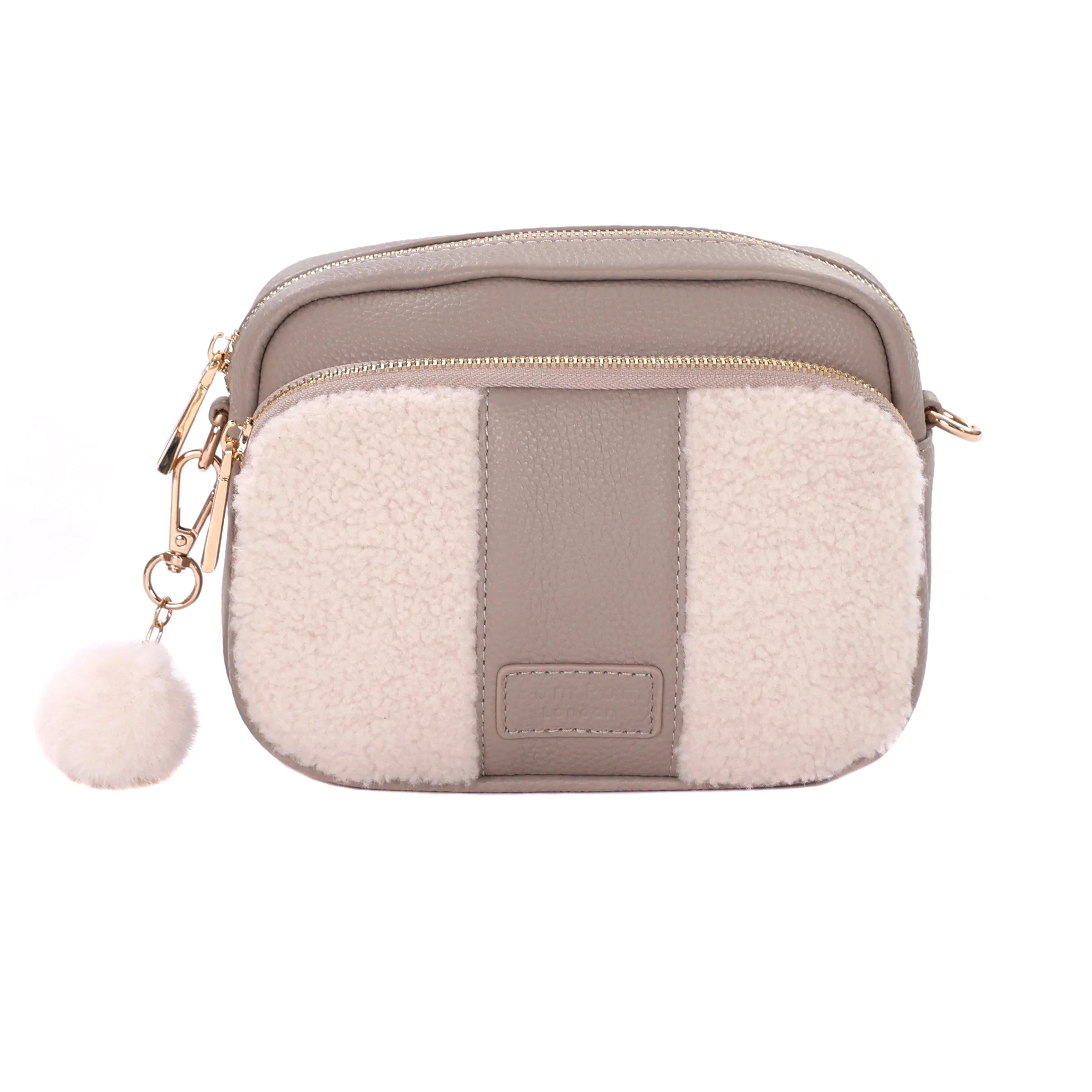 Original Faux Fleece & Leather Bag Stone – Pom Pom London