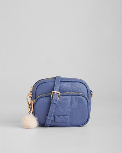 Pom Pom London Original Mini - Leather Crossbody Bag in Lupin Blue