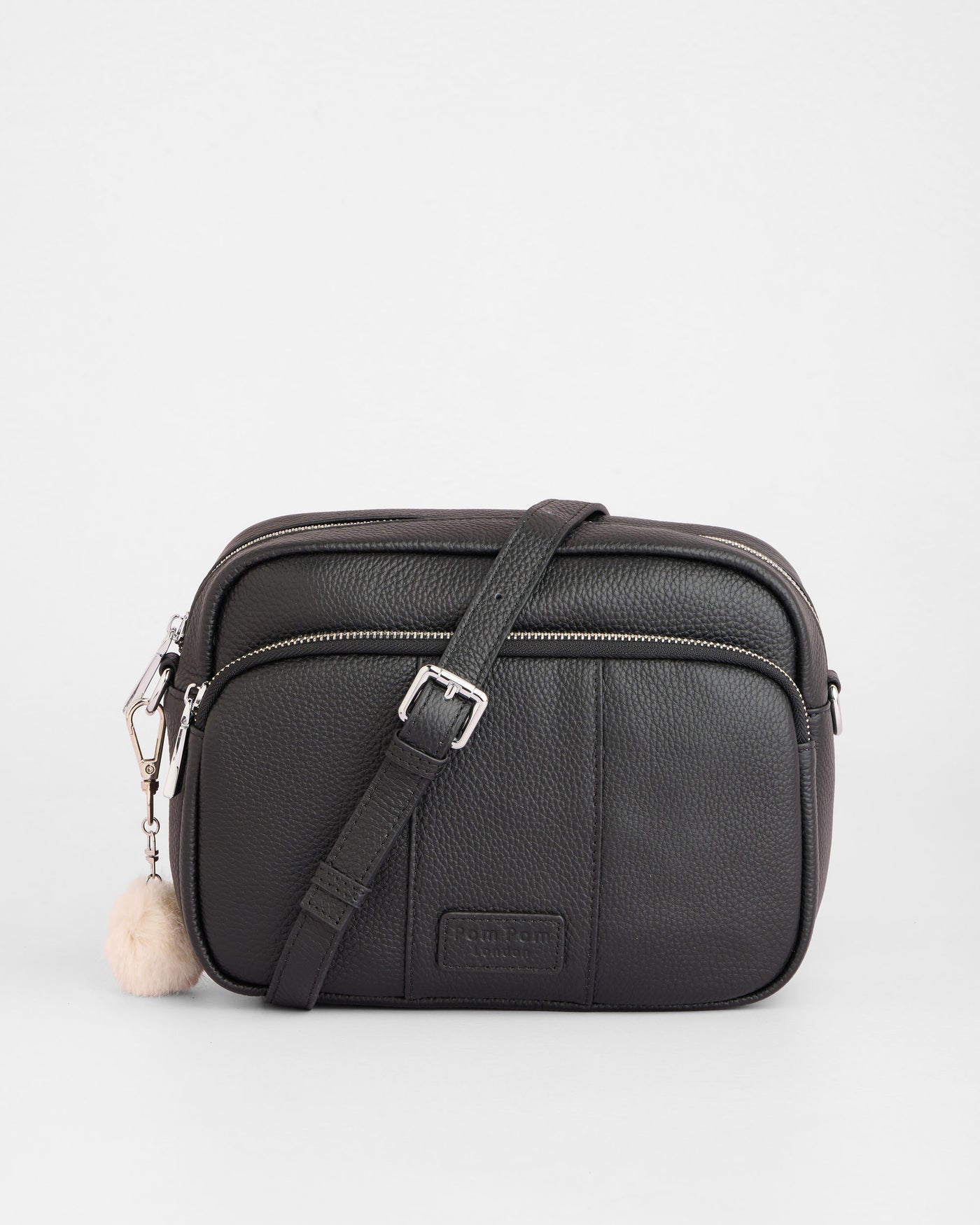 Pom Pom London Original Plus - Leather Crossbody Bag In Black