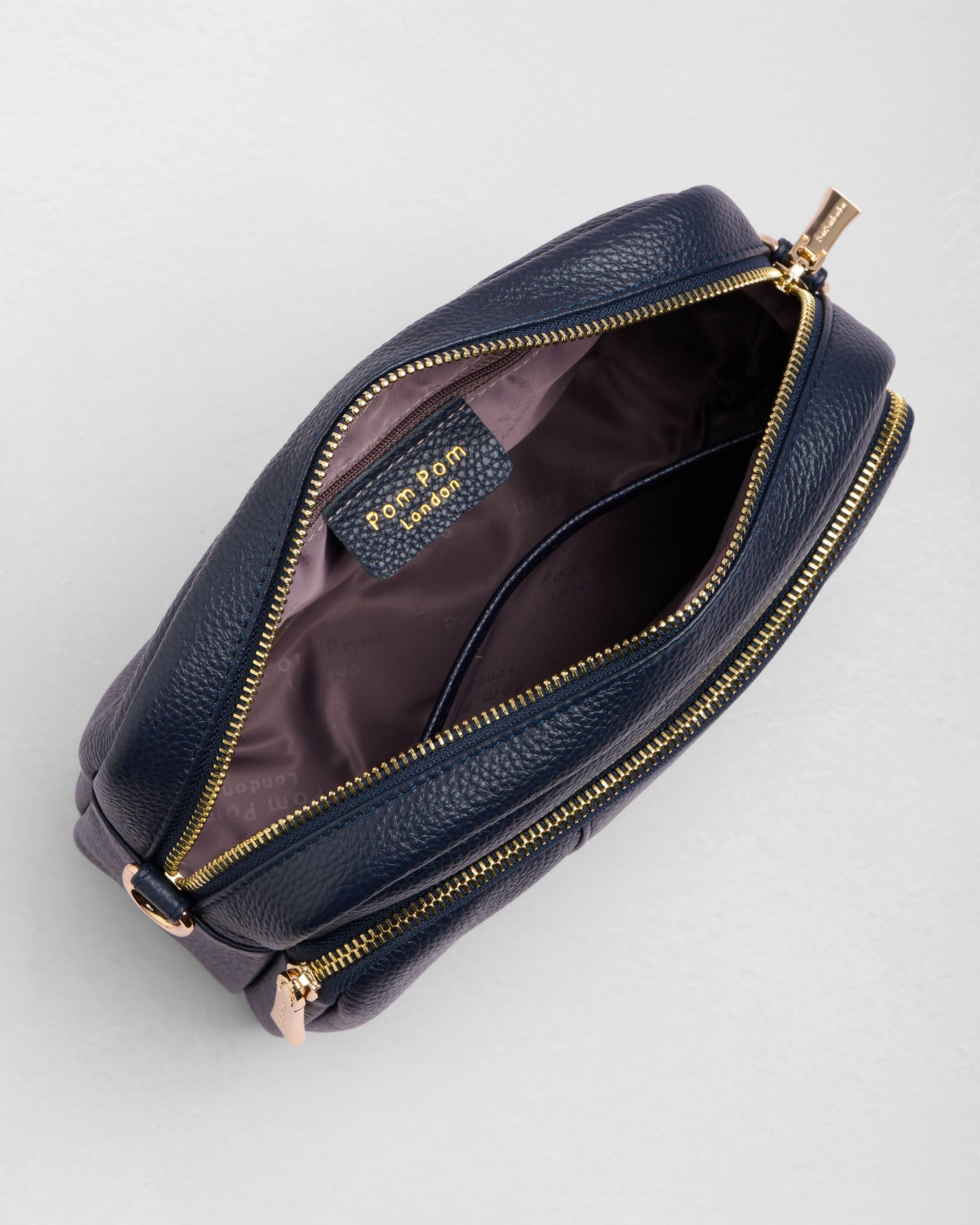 Pom Pom London Original Plus - Leather Crossbody Bag In Navy