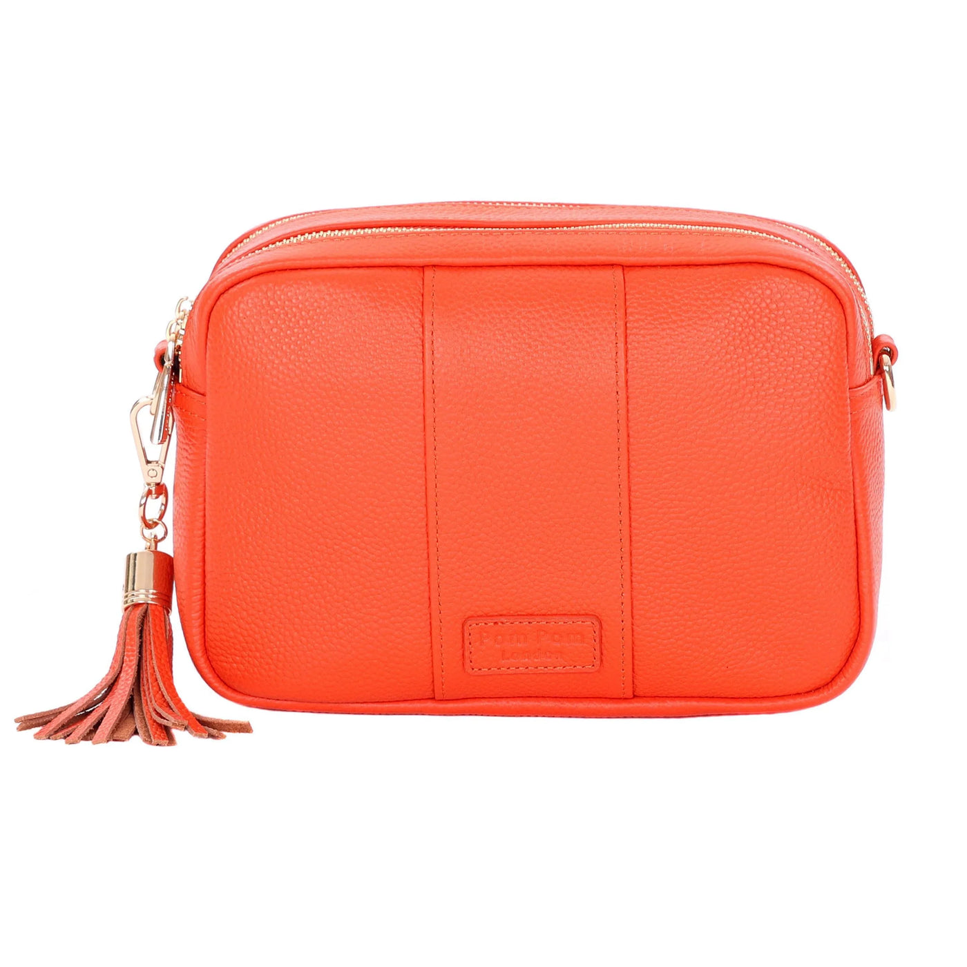 Pom Pom London Duo Zip City Bag - Leather Crossbody bag in Orange Spice