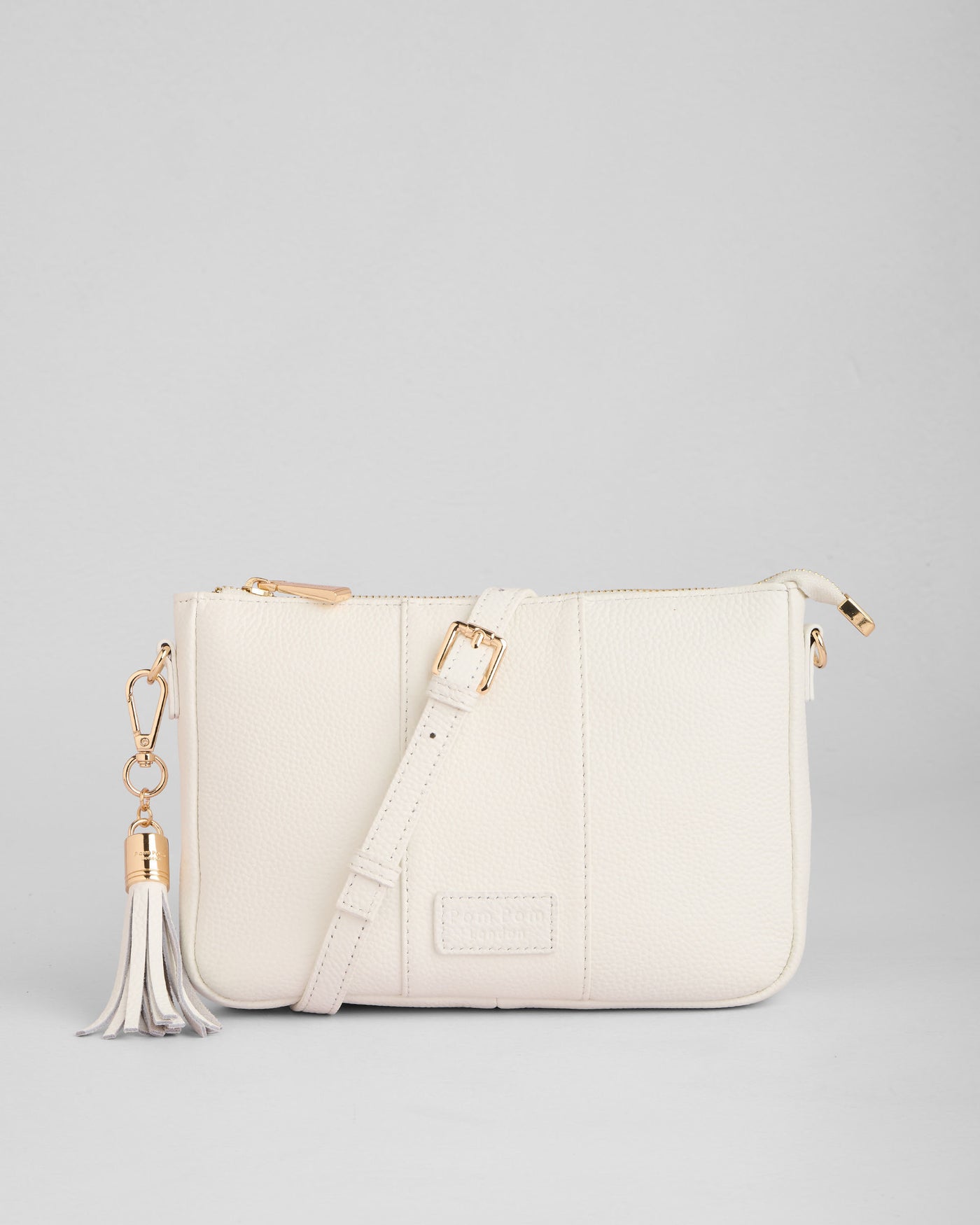Pom Pom London City Slim Bag - Leather Crossbody bag in Bright White