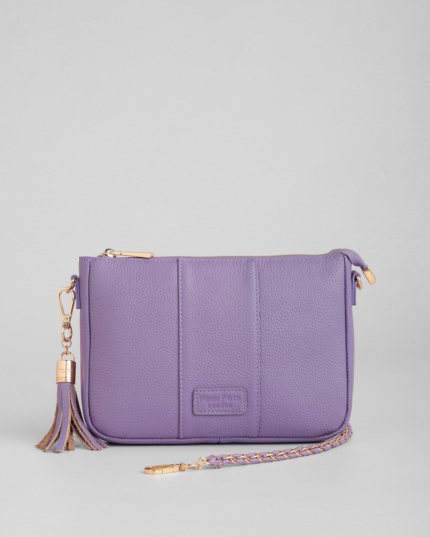 Pom Pom London City Slim Bag - Leather Crossbody bag in French Lavender
