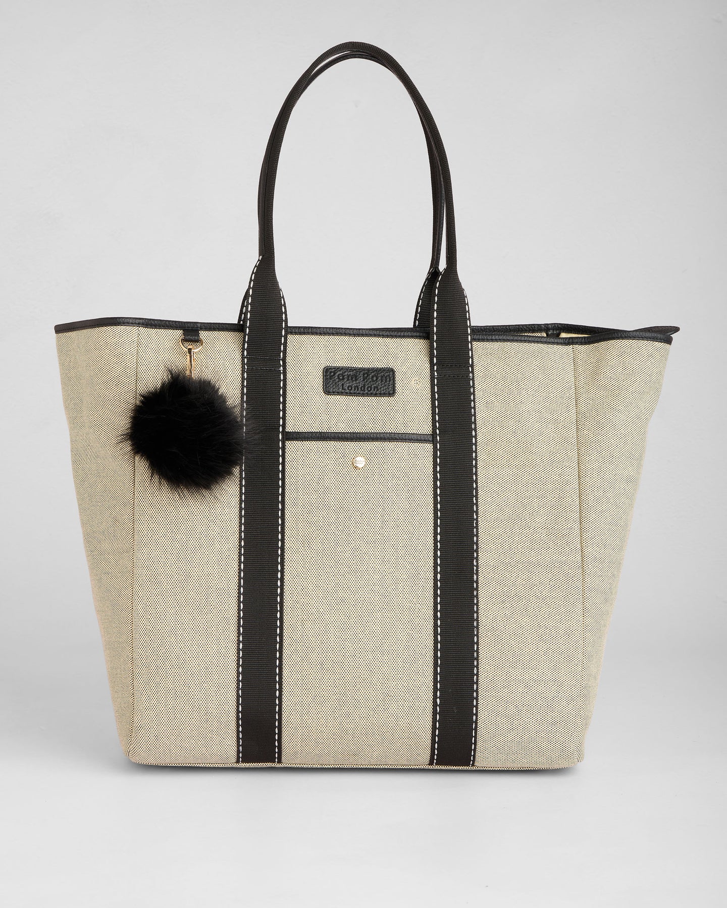 Pom Pom London Lulworth Tote Bag Canvas & Leather Black