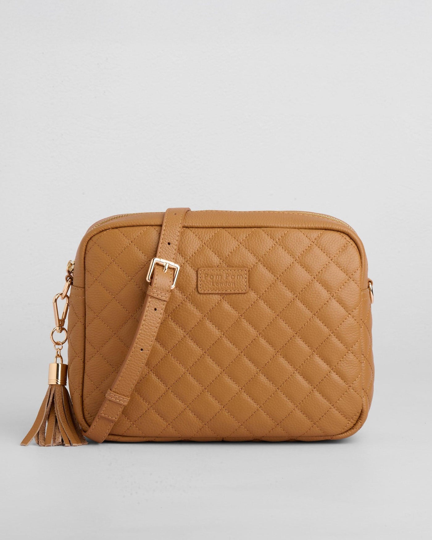 Pom Pom London Quilted City Plus Bag - Leather Crossbody Bag In Maple