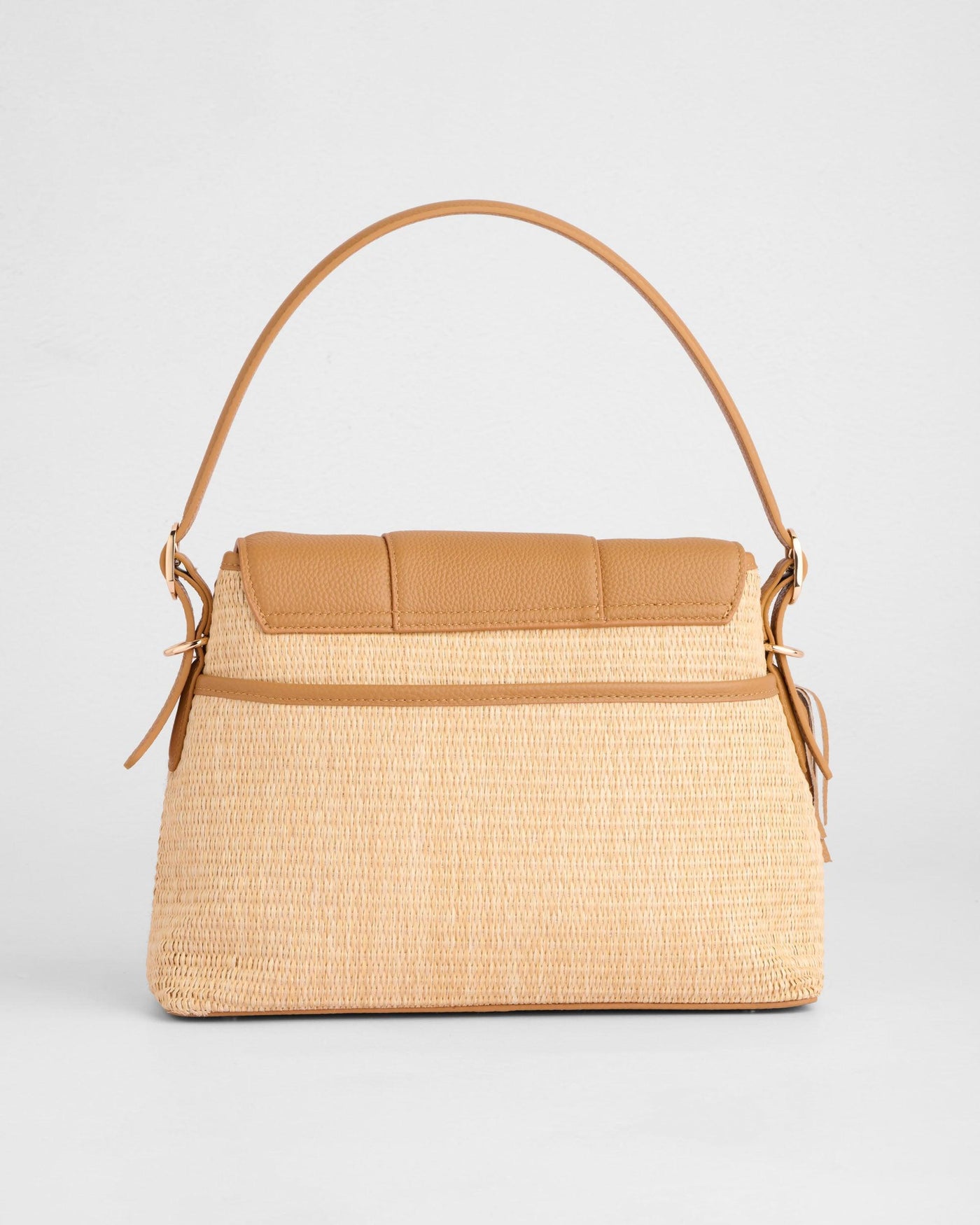 Pom Pom London Strand Bag Raffia & Leather Maple