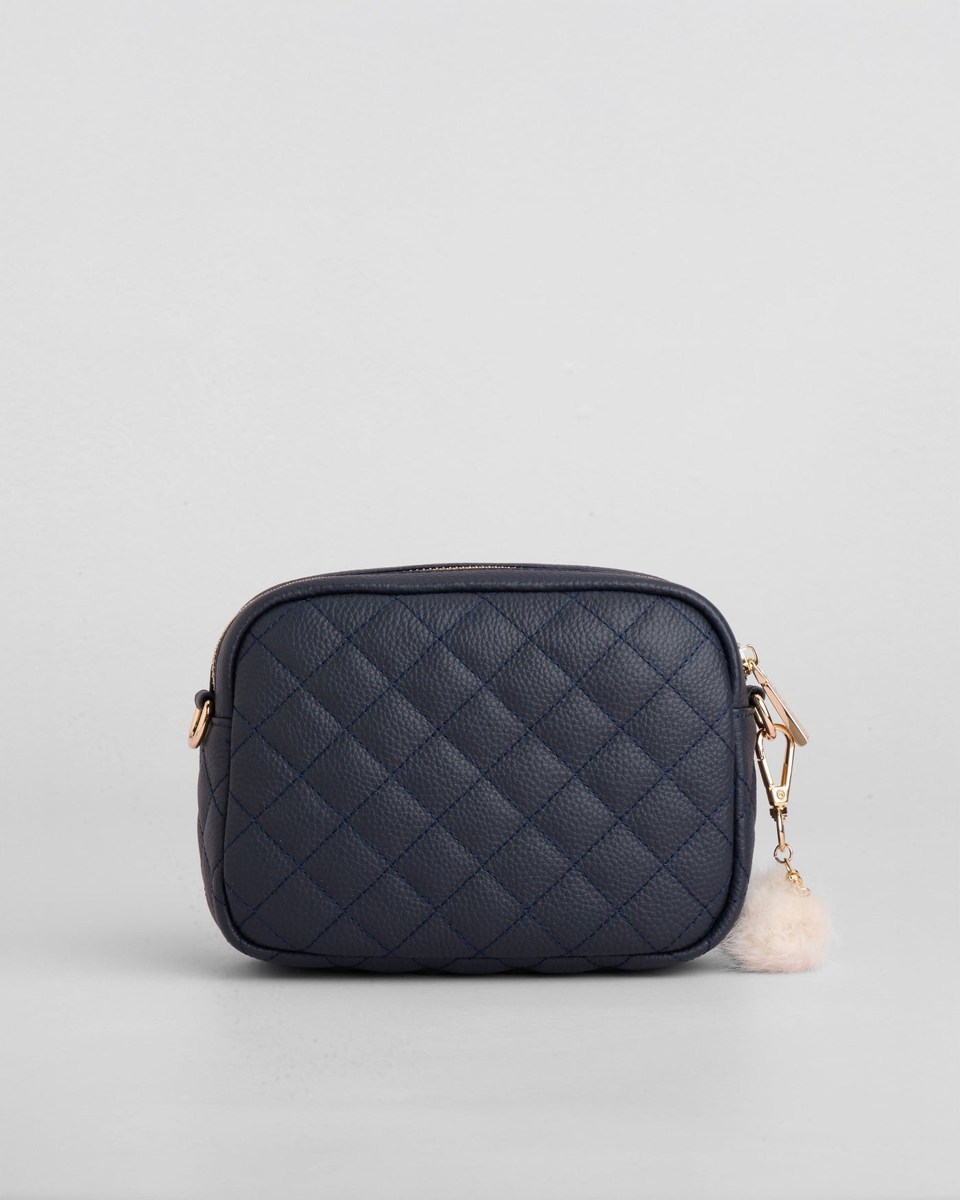 Original - Quilted Leather Crossbody Bag In Navy – Pom Pom London