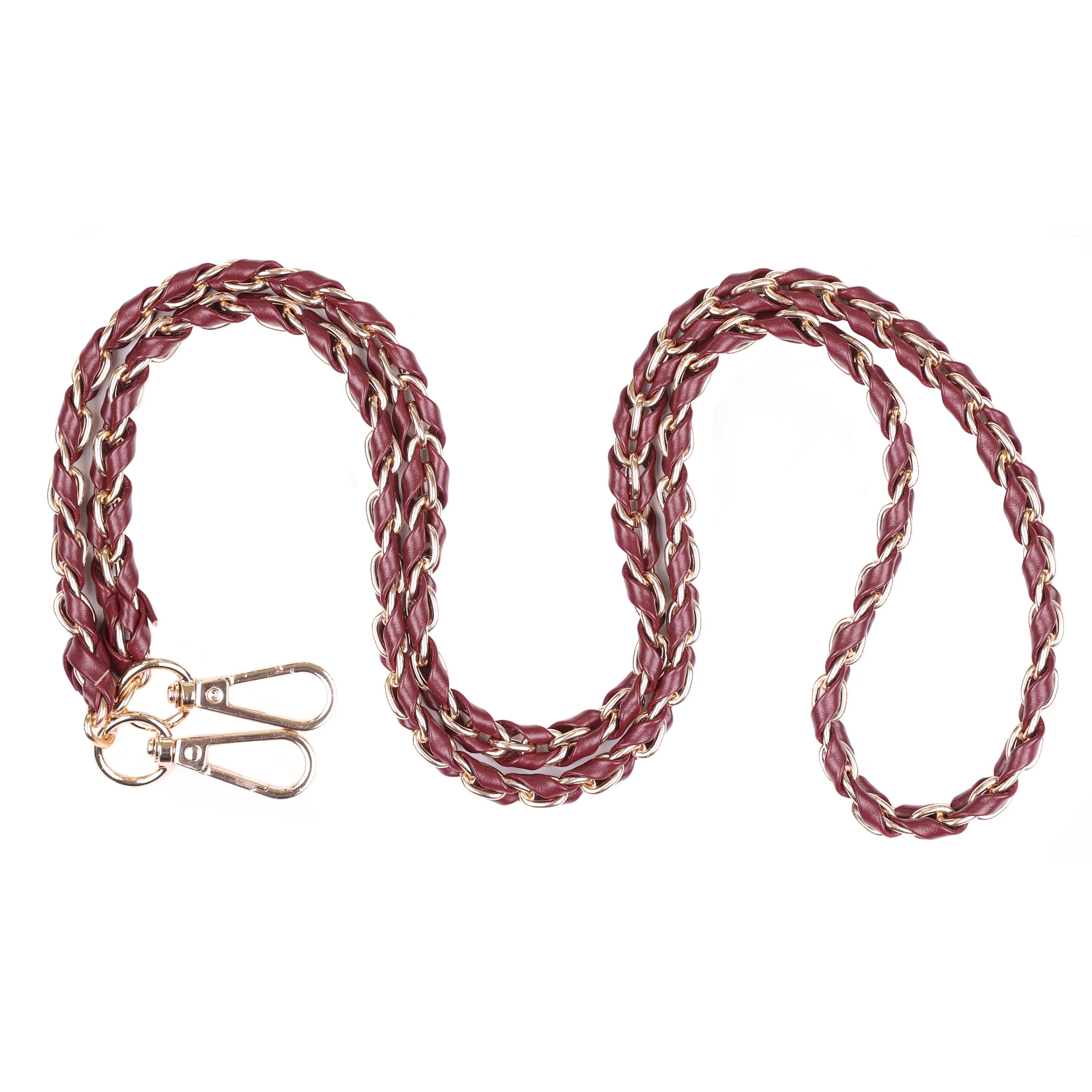 Crossbody Bag Strap Gold Chain Deep Burgundy - Pom Pom London