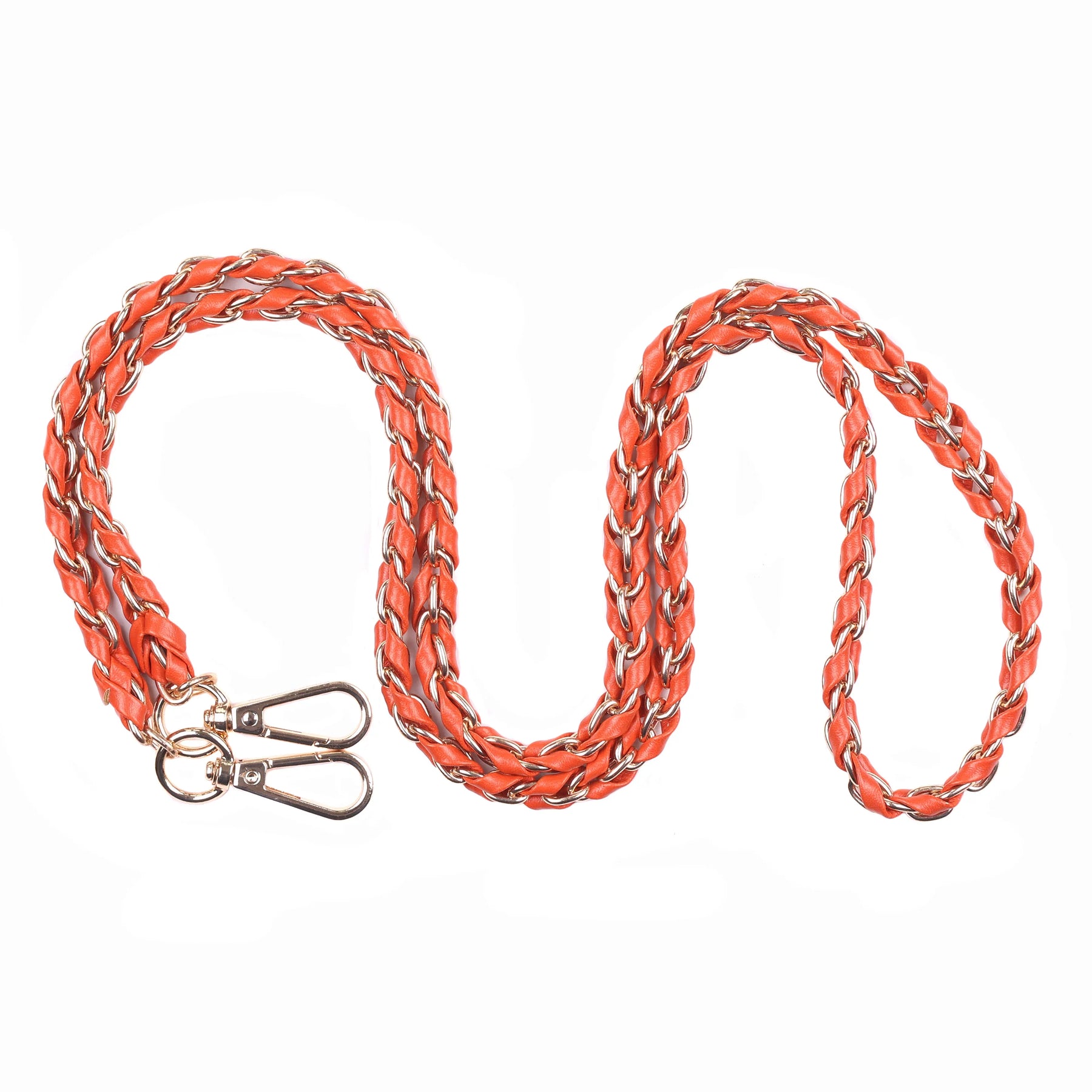Crossbody Bag Strap Gold Chain Orange Spice - Pom Pom London